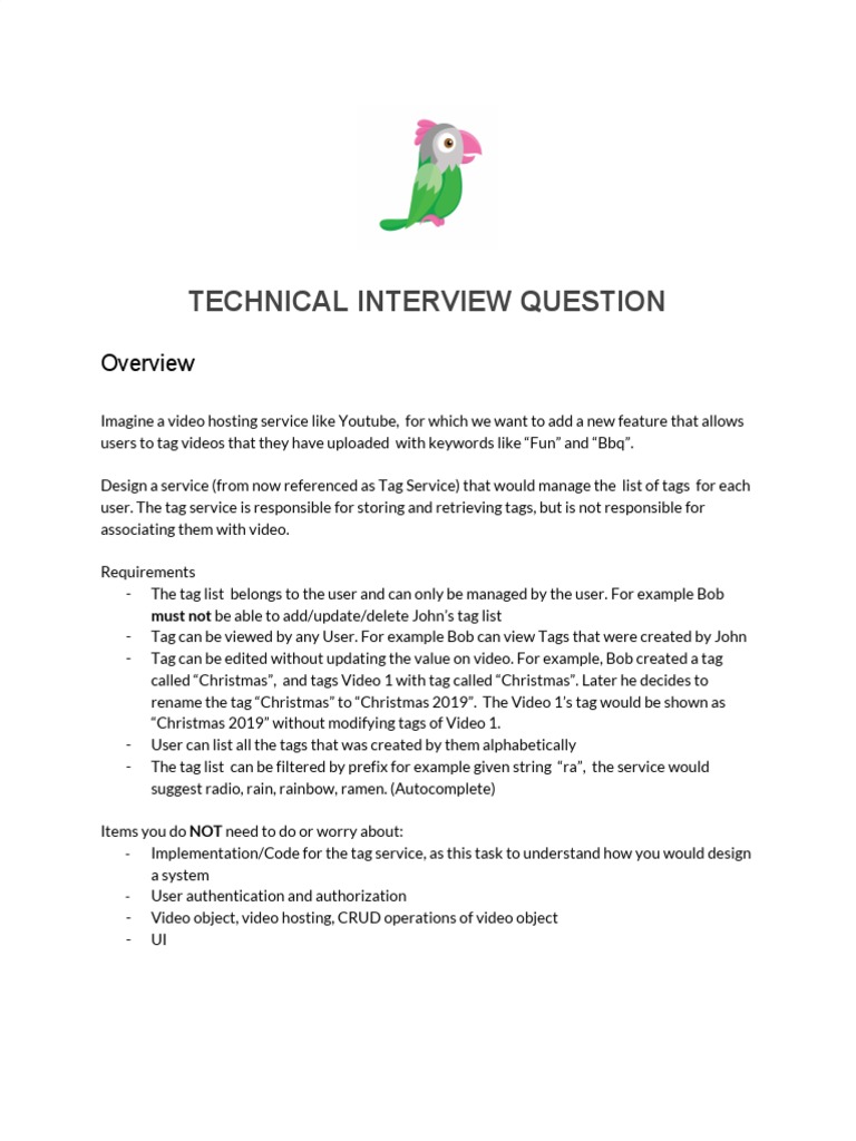 Technical Interview Question: Must Not Be Able To Add/update/delete ...