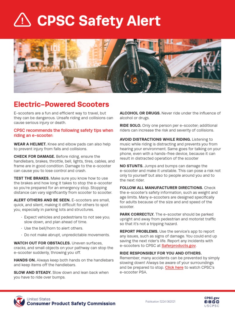 EScooter SafetyAlert by CPSC | PDF | Transport | Land Transport