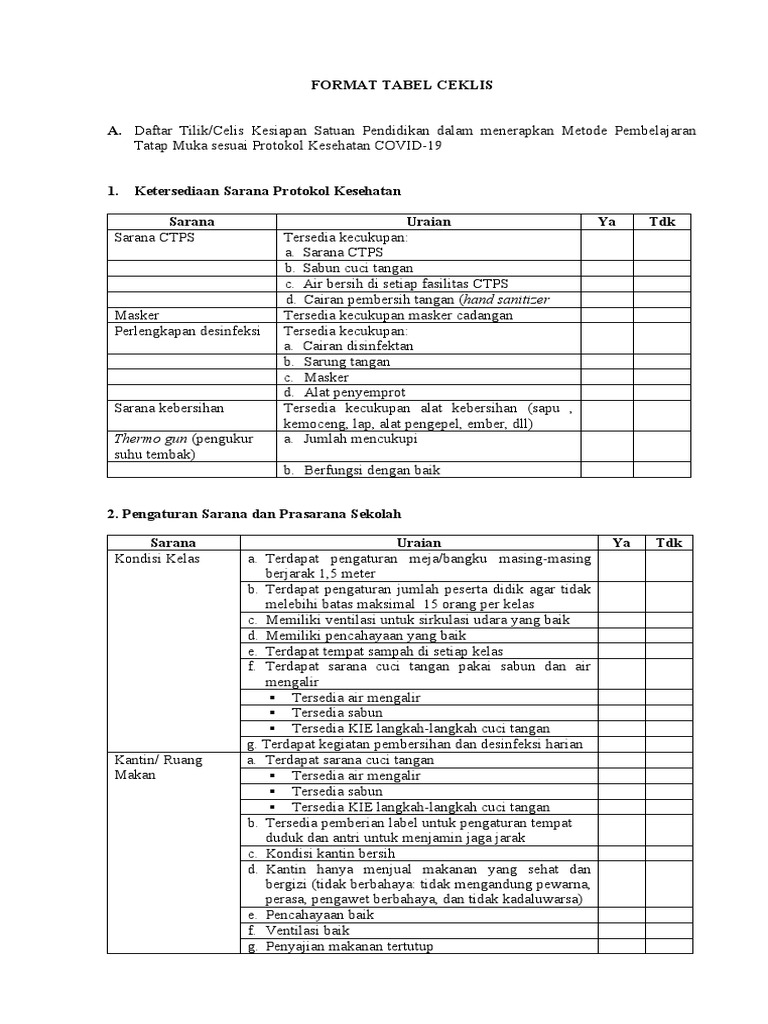 Ceklis Siap PTM | PDF | Kesehatan Holistik | Teknologi & Rekayasa