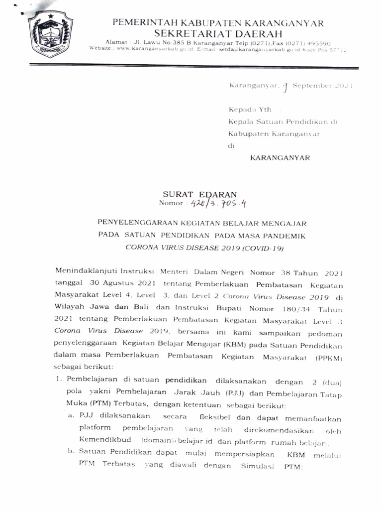 Surat Edaran PTM | PDF