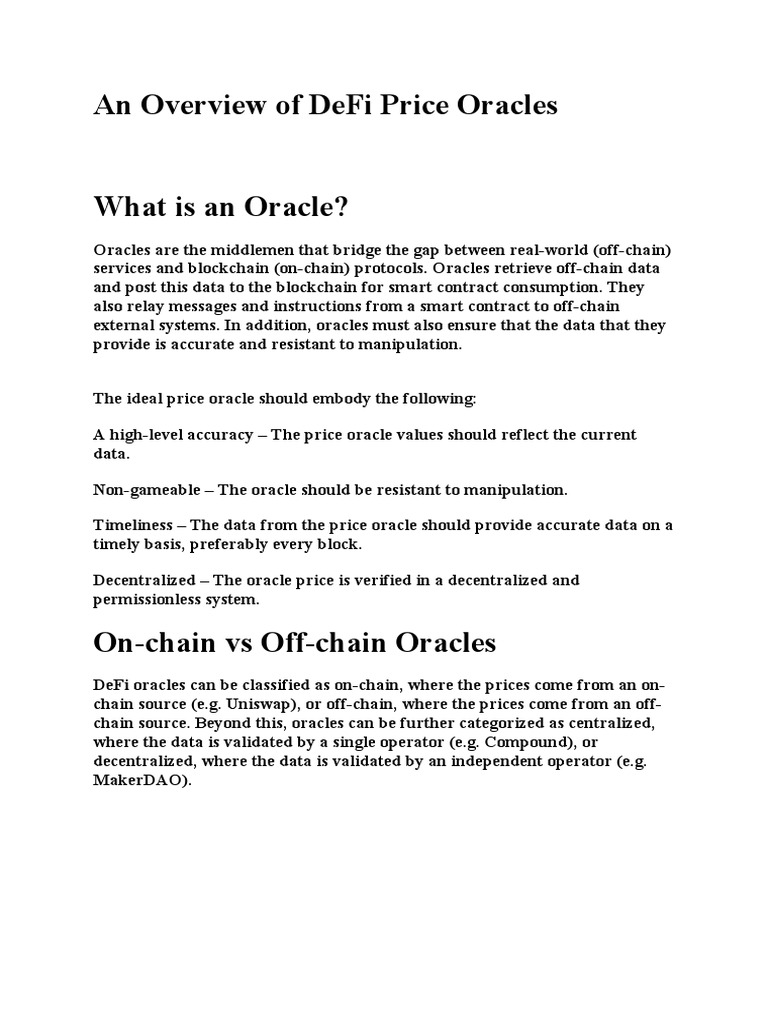 An Overview of DeFi Price Oracles | PDF | Computing
