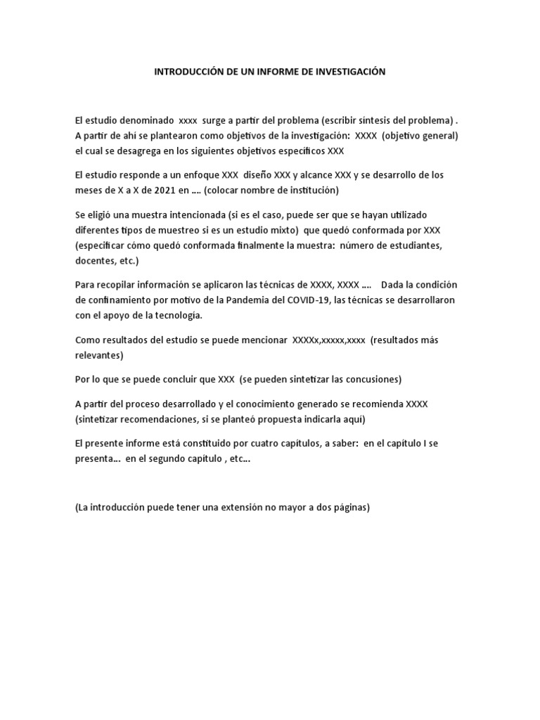 Orientaciones para Escribir Una Introducción A Informe Final | PDF