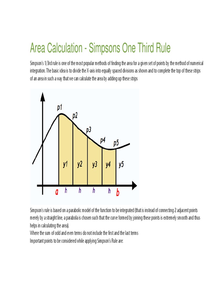 Area Calculation - Simpsons One Third Rule | PDF | Area | Applied ...