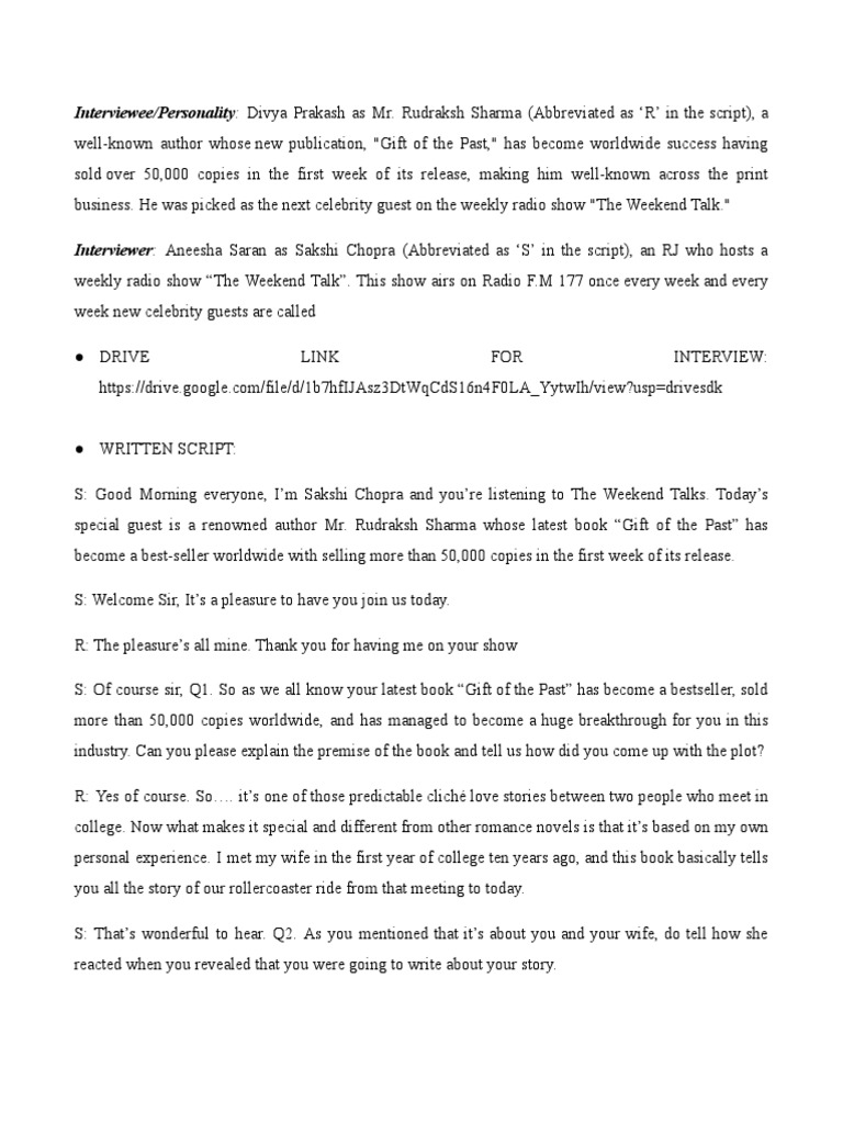 Mock Interview Script | PDF