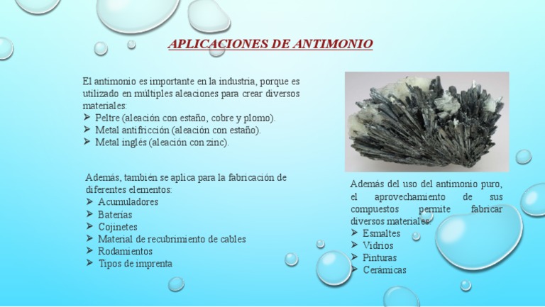 Usos y aplicaciones del antimonio | PDF