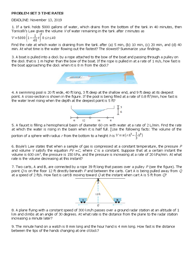 Problem Set 3 Time Rates | Download Free PDF | Pressure | Gases