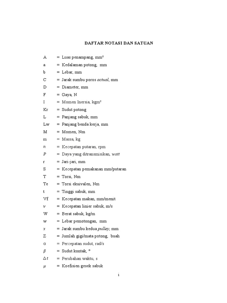 Daftar Notasi dan Satuan Teknik | PDF | Sains & Matematika