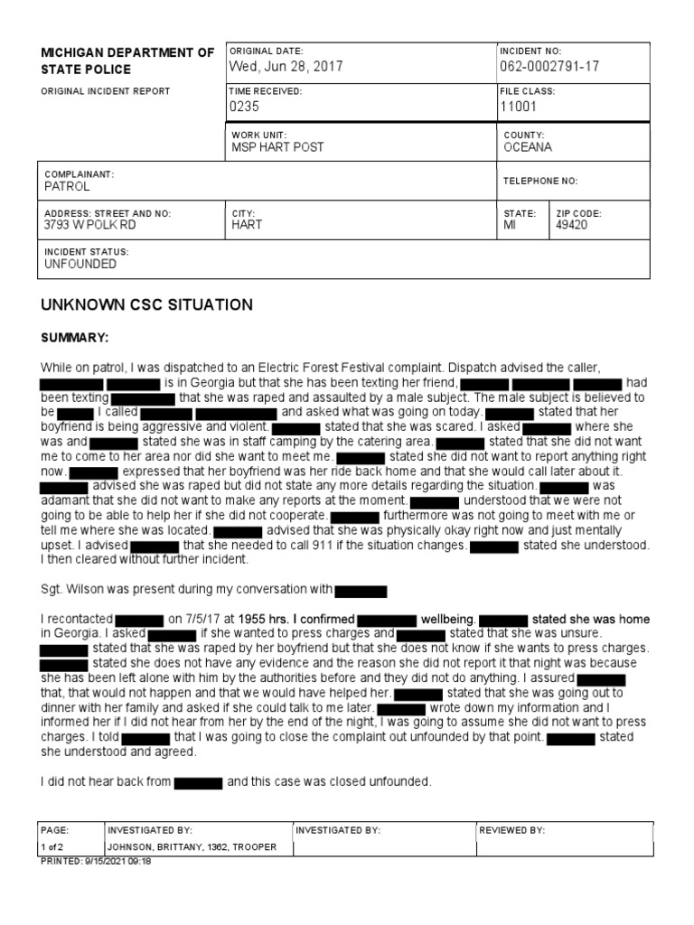 2017 Unfounded Rape - One Page Report | PDF | Rape | Criminal Law