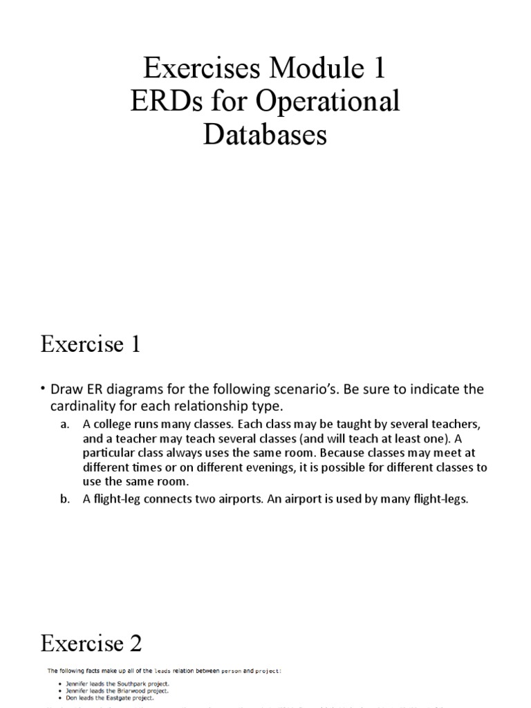 Exercises Operational ERD - Without - Solution | PDF | Information ...