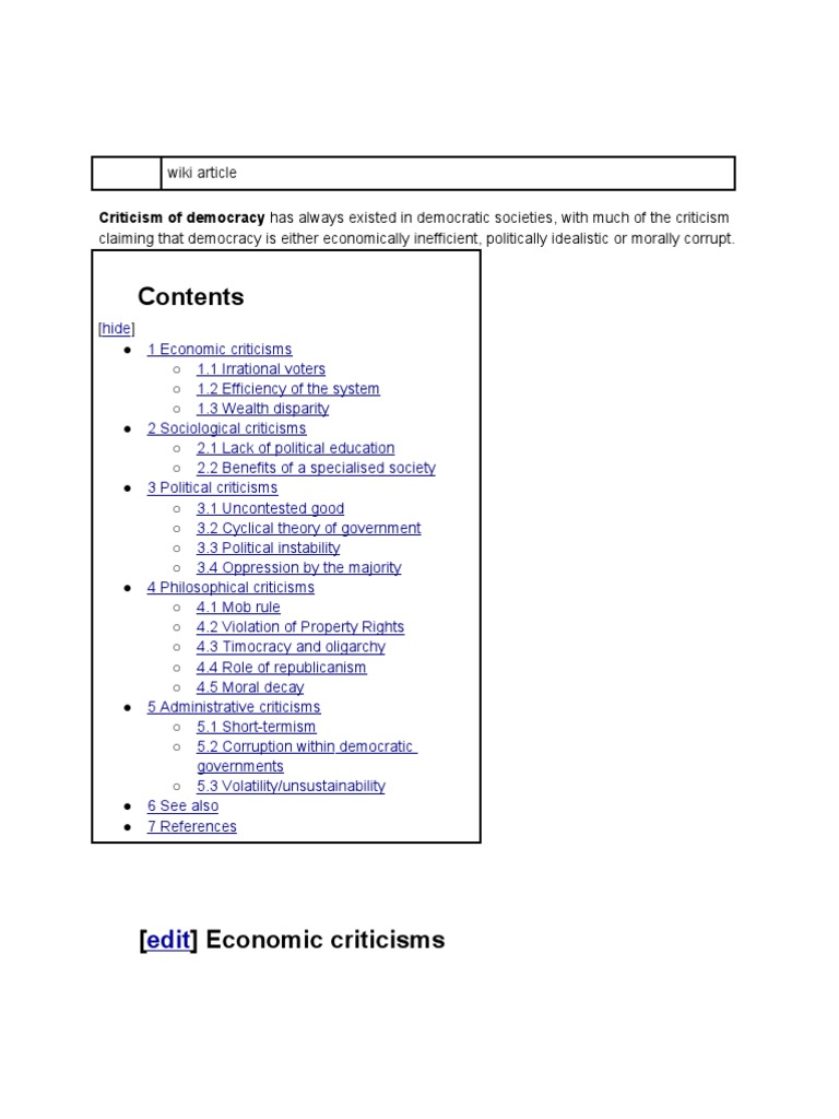 Critiques of Democracy Explained | PDF | Democracy | Political Ideologies