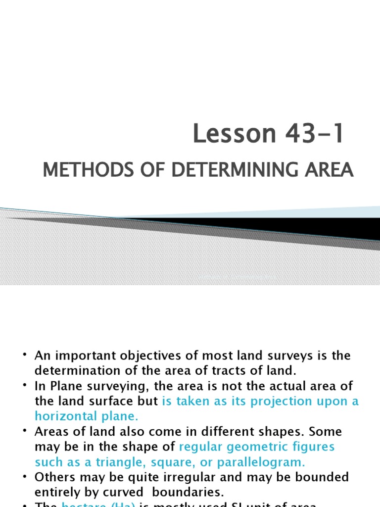 Land Survey Area Calculation Methods | PDF