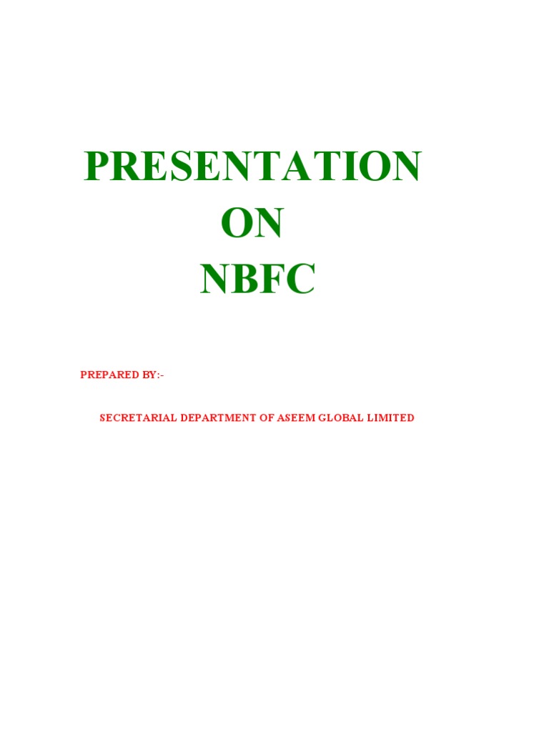 Presentation On Nbfc Pdf Non Bank Financial Institution Reserve