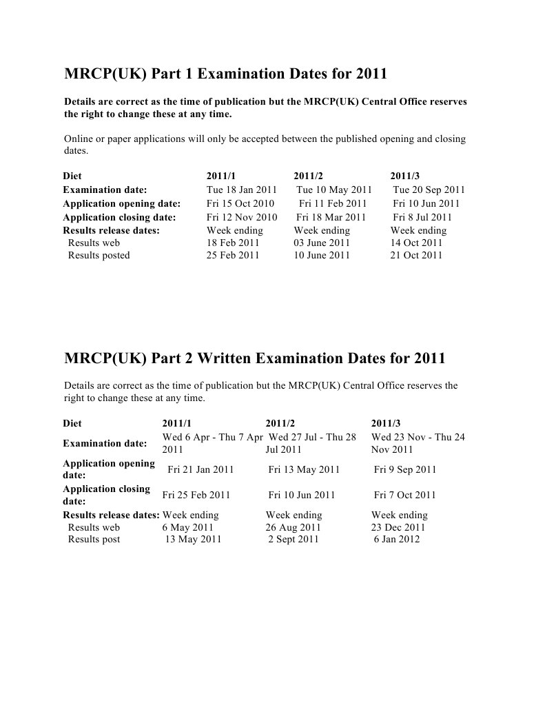 MRCP Date | PDF | Science & Mathematics