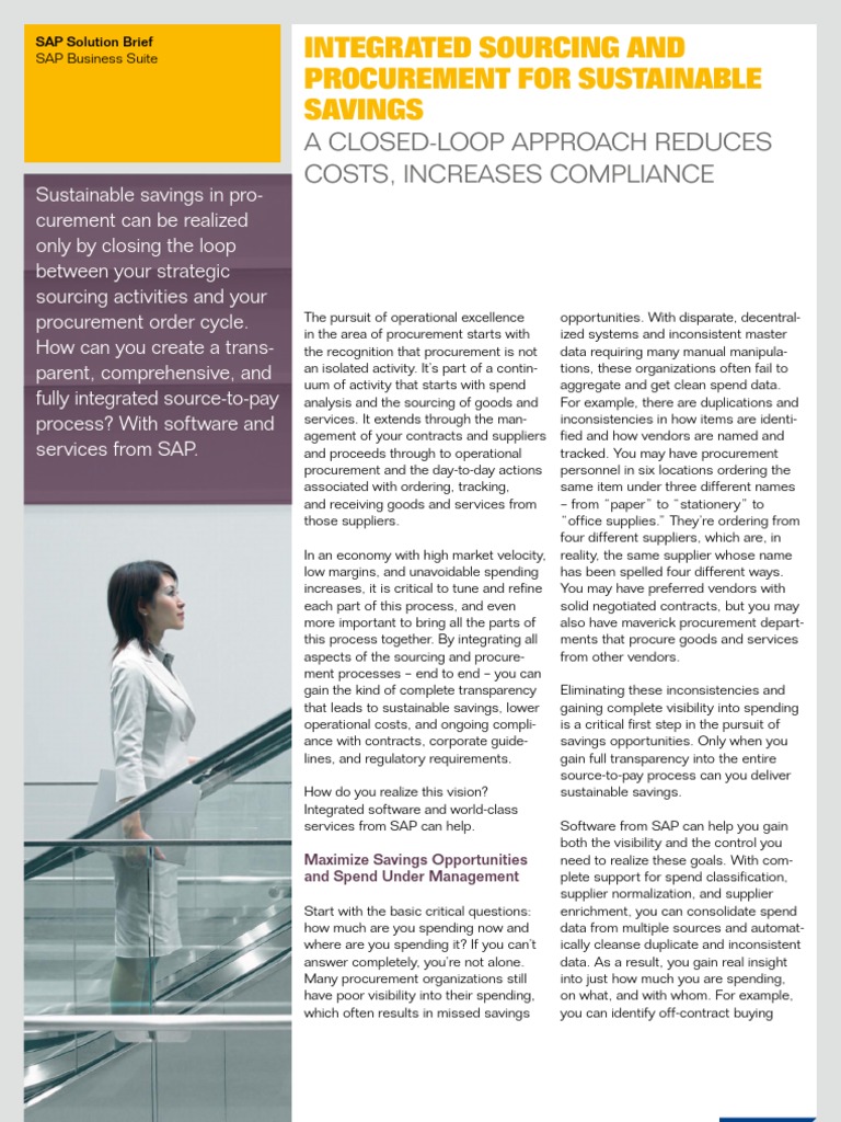 Integrated Sourcing and Procurement For Sustainable Savings (A4) | PDF ...