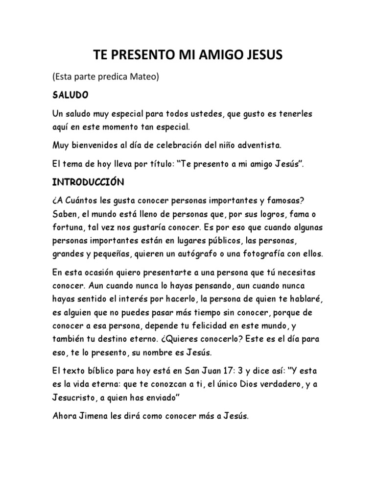 Te Presento a Mi Amigo Jesús | PDF | Jesús | Salvación
