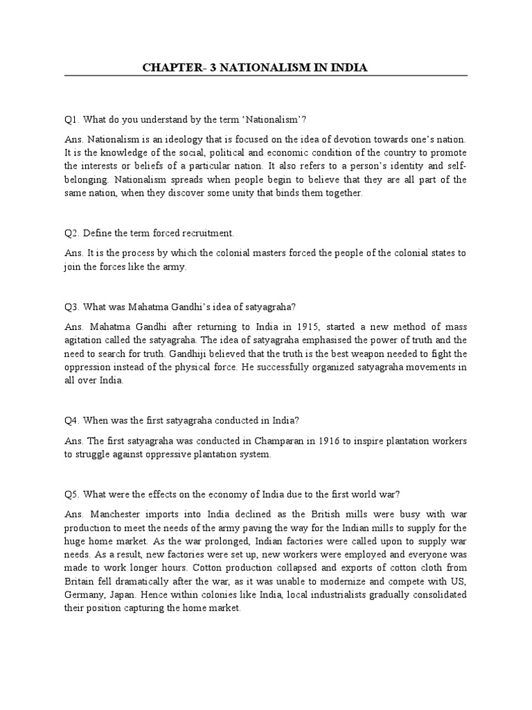 Chapter-3 Nationalism in India | PDF | Mahatma Gandhi | Activism