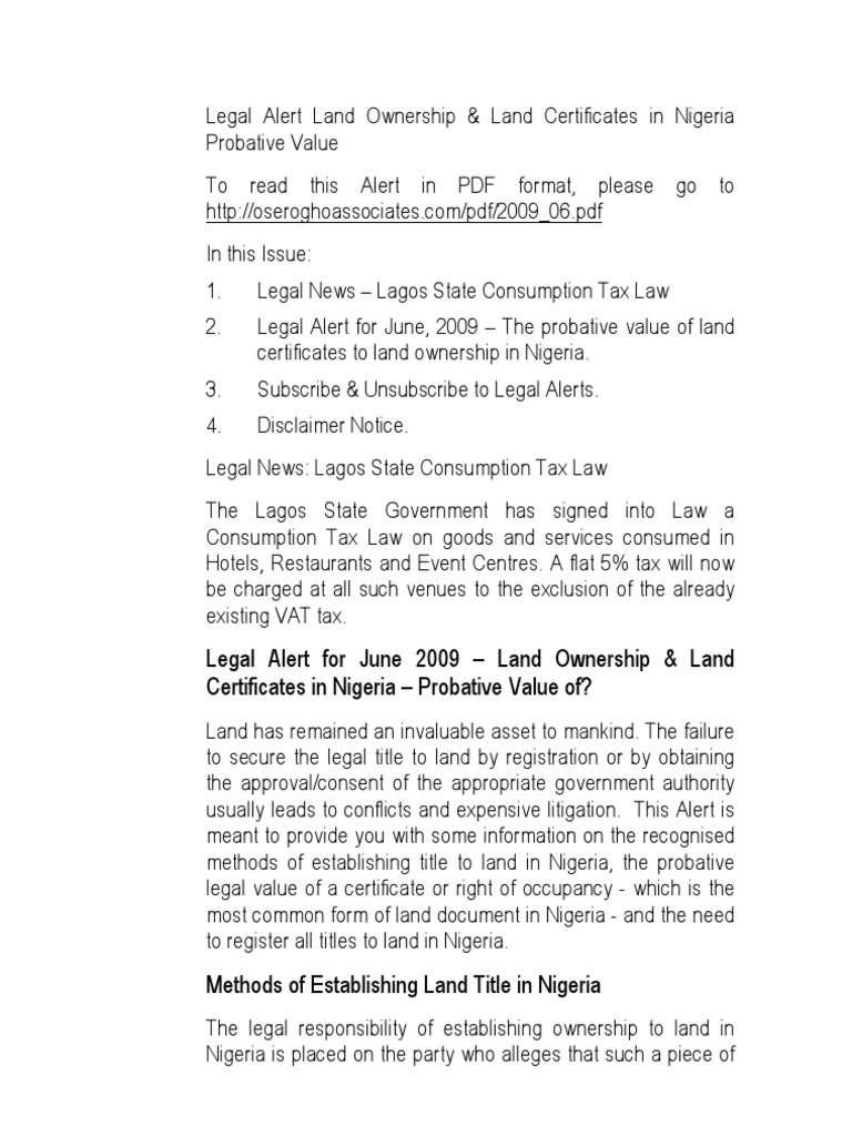 Methods of Establishing Land Title in Nigeria | PDF | Ownership | Property