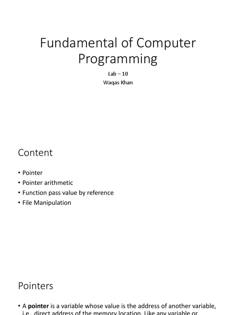 Lab 10 And 11 Pdf Pointer Computer Programming Parameter Computer Programming