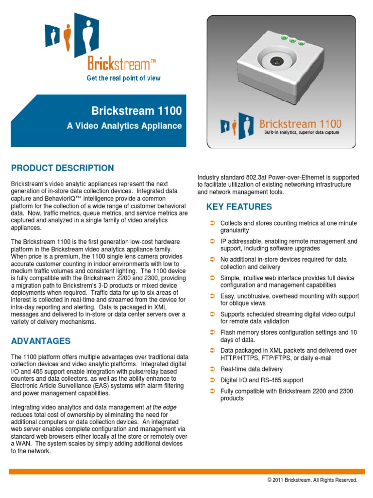 Brickstream 1100 Data Sheet v1 | PDF | Computer Network | File Transfer ...