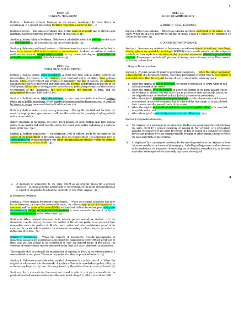 2019 Revised Rules On Evidence | PDF | Evidence (Law) | Judicial Notice