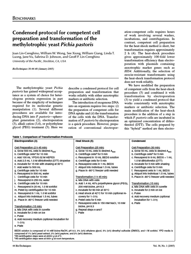 Condensed Protocol For Competent Cell | PDF | Transformation (Genetics ...