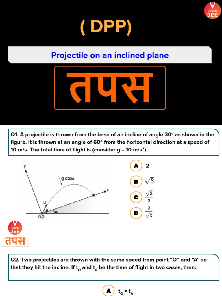 Projectile On An Inclined Plane | PDF | Projectiles | Angle