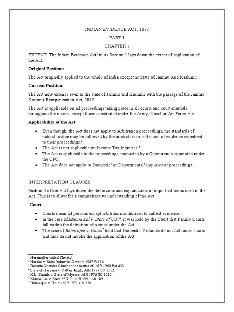 Indian Evidence Act Notes | PDF | Confession (Law) | Evidence (Law)