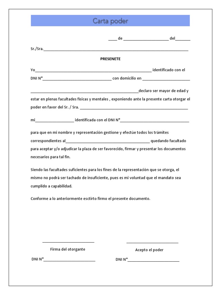 Modelo de Carta Poder Simple | PDF