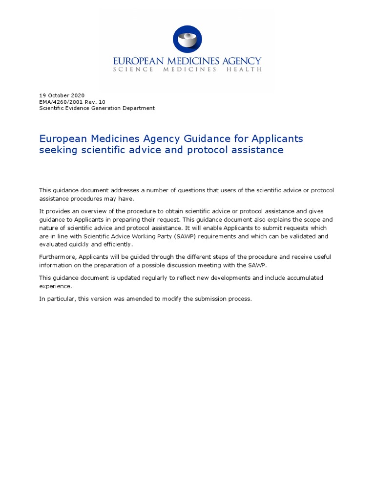 EMA Guidance on Scientific Advice Requests | PDF | Medicine | Health Care