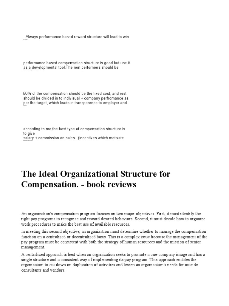 The Ideal Organizational Structure For Compensation. - Book Reviews ...