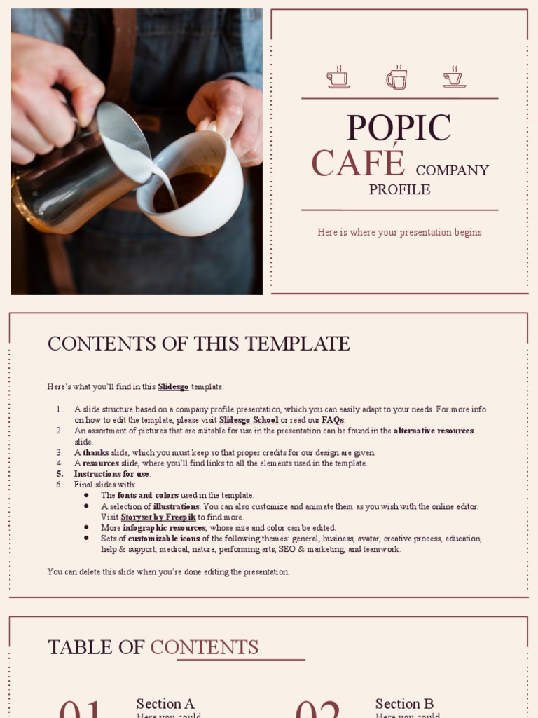 POPIC Café Company Profile Template | PDF | Planets | Mercury (Planet)