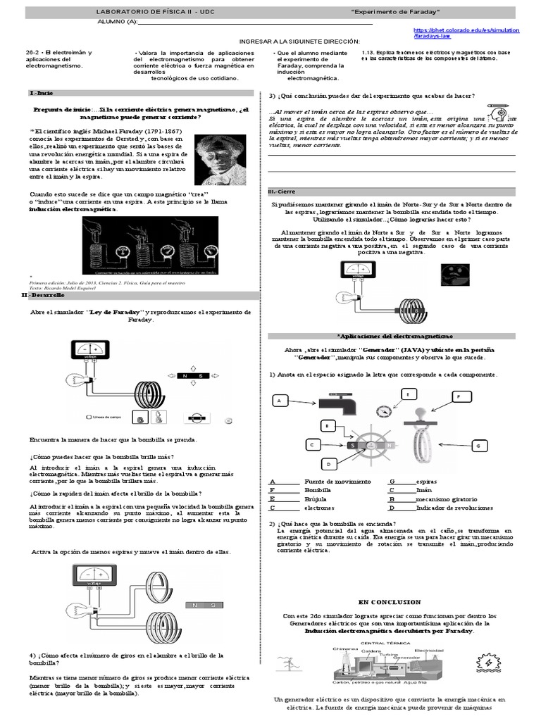 Laboratorio 6 - Ley de Faraday | PDF | Generador eléctrico | Electromagnetismo