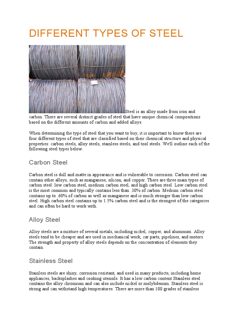 Different Types of Steel | PDF