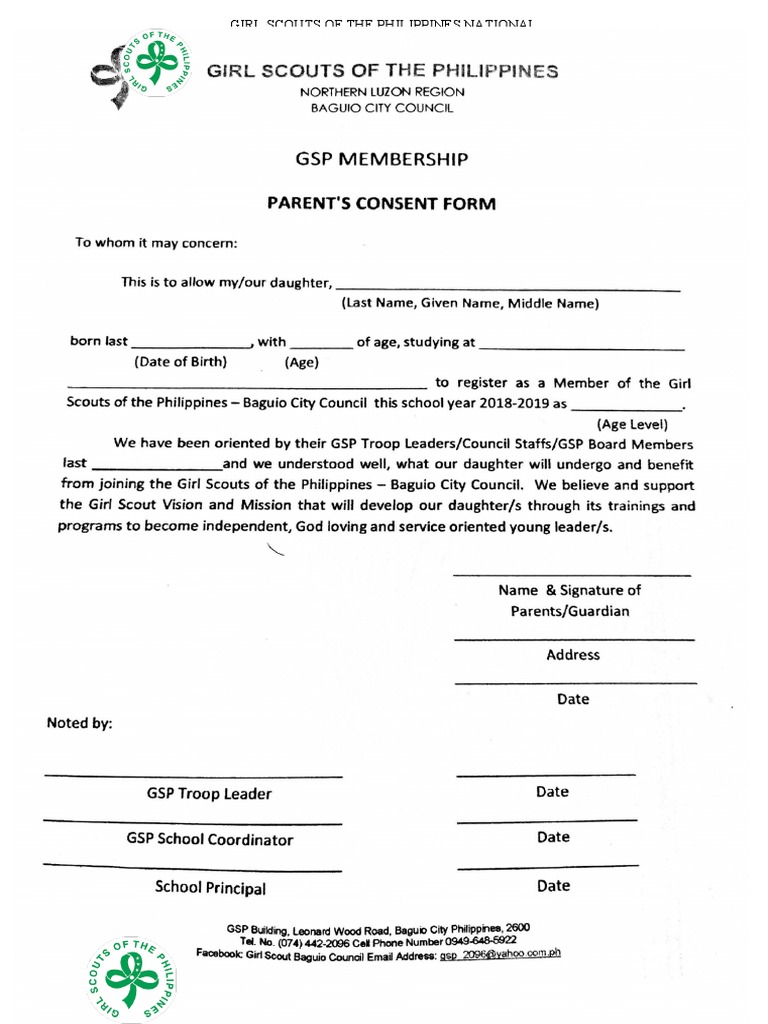 GSP Membership Form | PDF | Scouting | Youth Movements