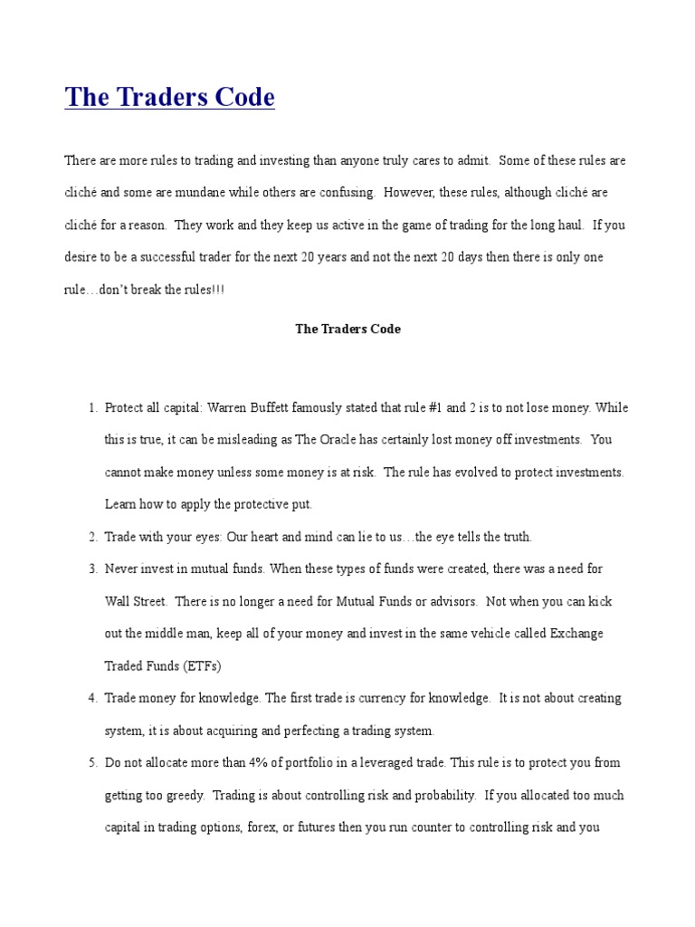 Traders Code | PDF | Investing | Stocks