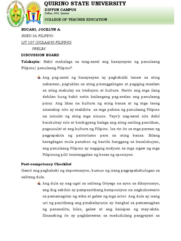 LIT 1O7 PRELIM - Jocelyn Bucahi | PDF