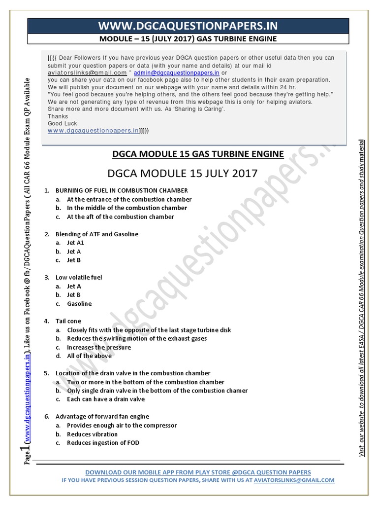 Module 15 Questions | PDF | Jet Engine | Gas Turbine