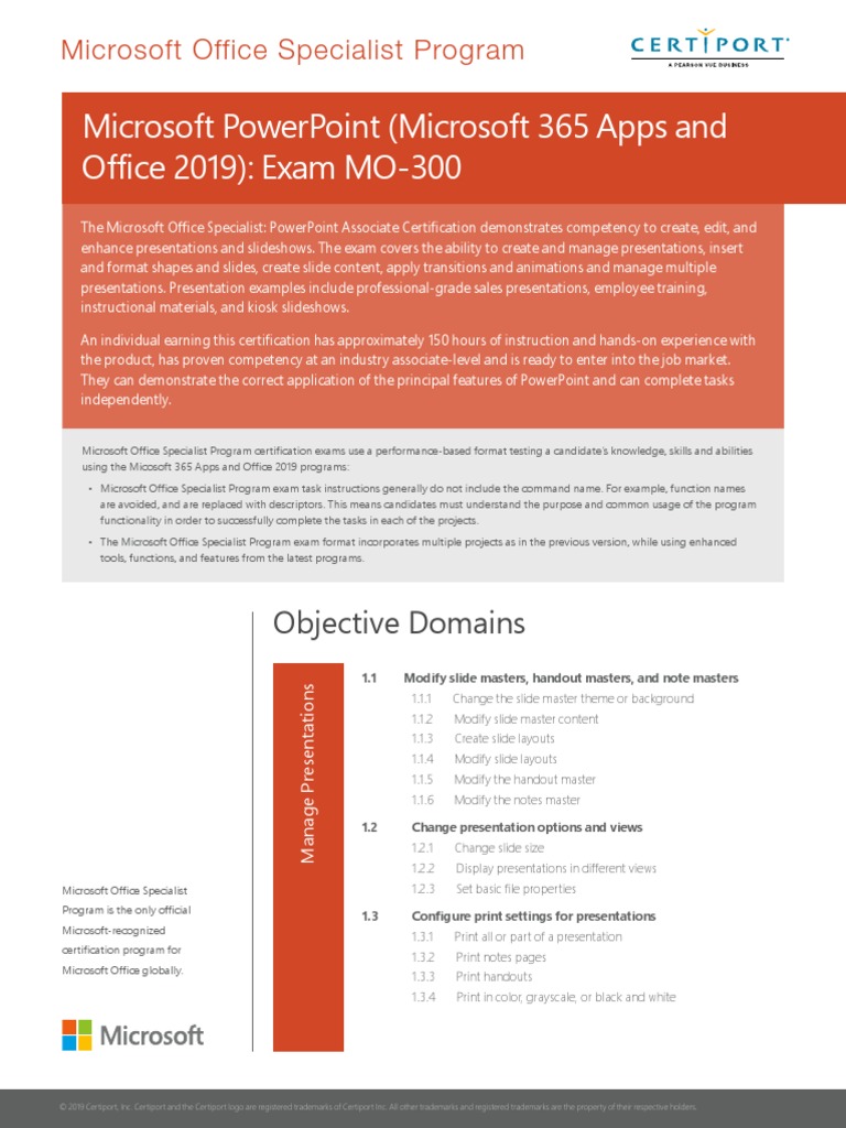 Microsoft Powerpoint (Microsoft 365 Apps and Office 2019) : Exam Mo-300 ...