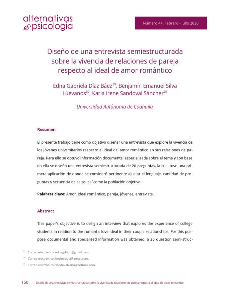 2020 Diseño de Una Entrevista Semiestructurada | Descargar gratis PDF | Amor | Diseño