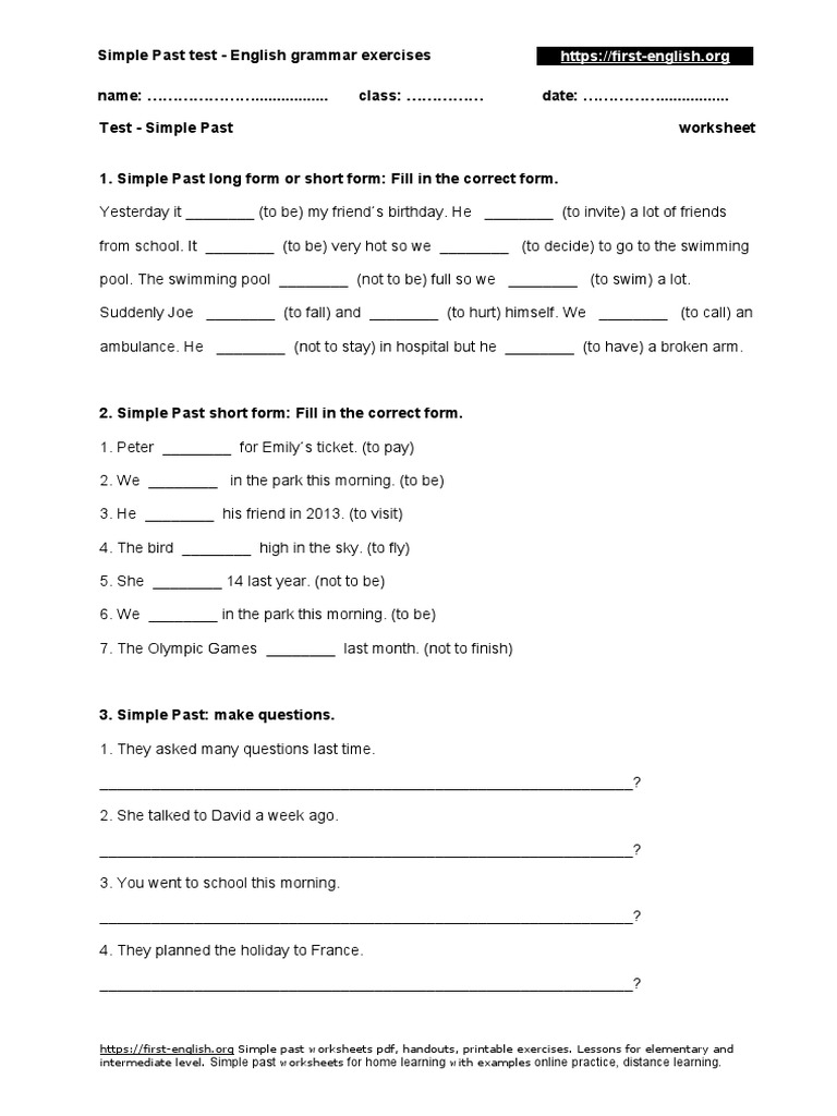 Simple Past Tense Mixed (Revised) | PDF