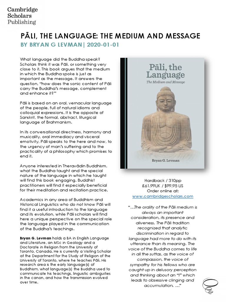Levman-Pali The Language The Medium and Message | PDF | Gautama Buddha ...