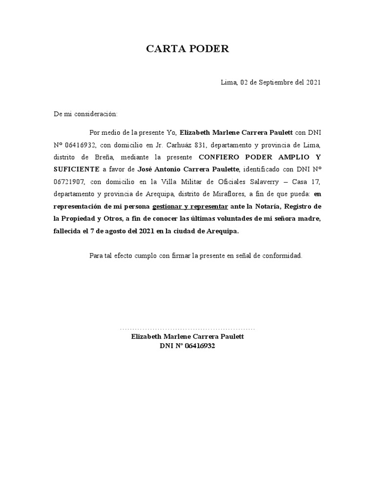 Carta Poder para Gestión Notarial | PDF | Derecho