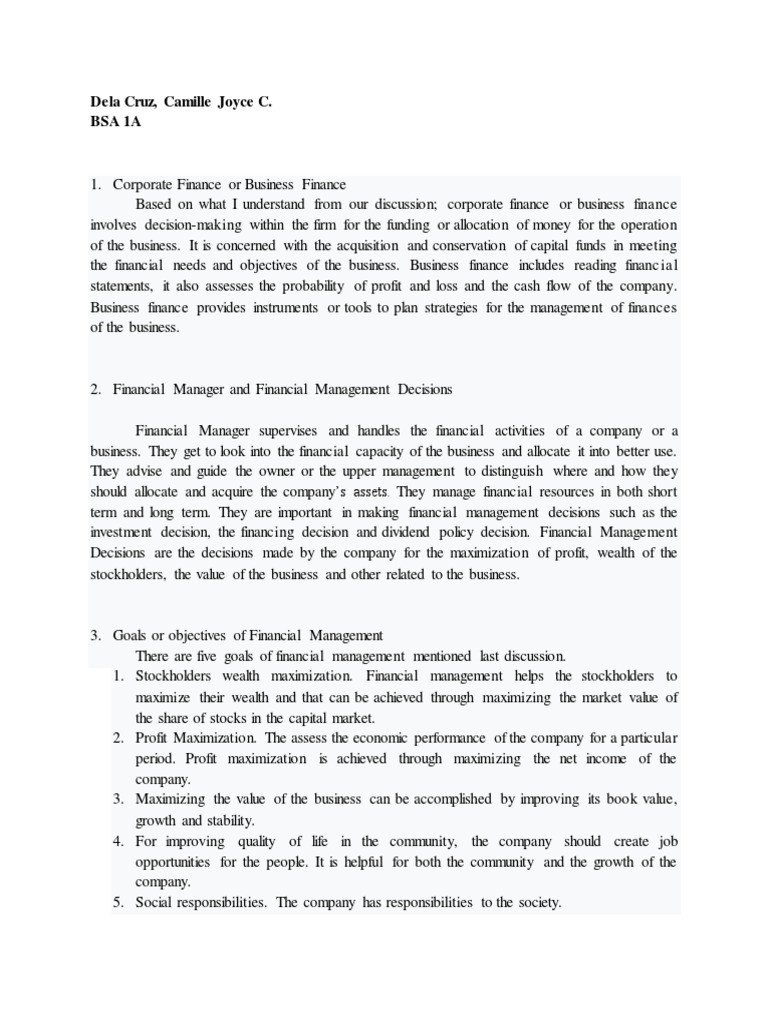 Basic Concepts of Financial Management | PDF