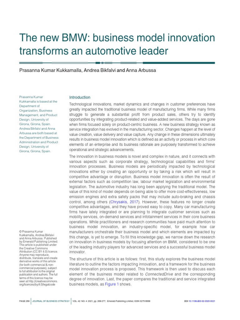 The New BMW: Business Model Innovation Transforms An Automotive Leader ...