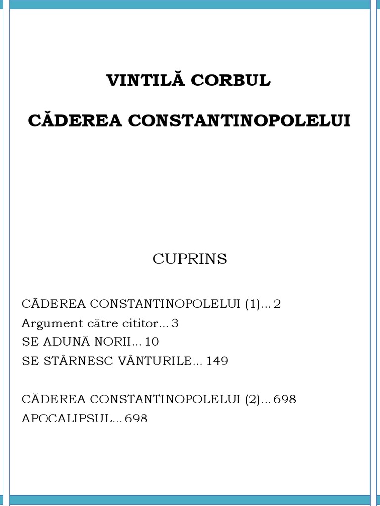 Vintila Corbul - Caderea Constantinopolelui - (2 in 1) | PDF