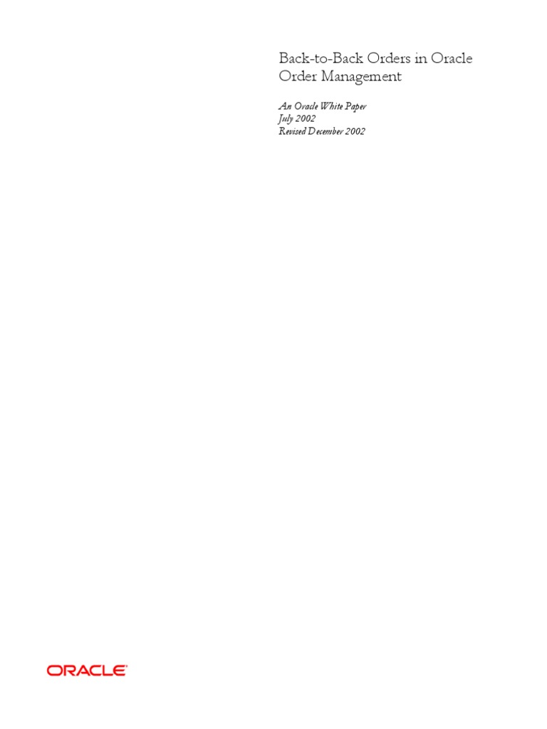 Oracle Back-to-Back Orders Guide | PDF | Business Process | Inventory