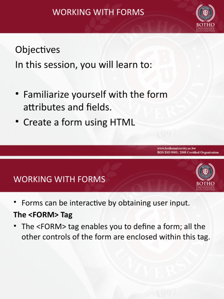 Unit 2 - Chapter 04 - Working With Forms | PDF | Html | Cyberspace