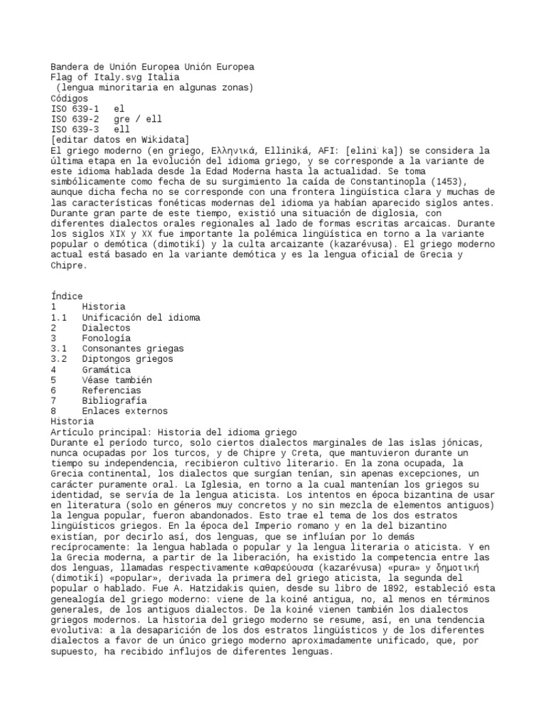Griego Moderno | PDF | Lengua griega | Grecia