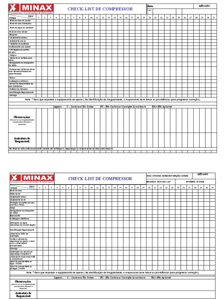Check List Compressor | PDF | Bens manufaturados