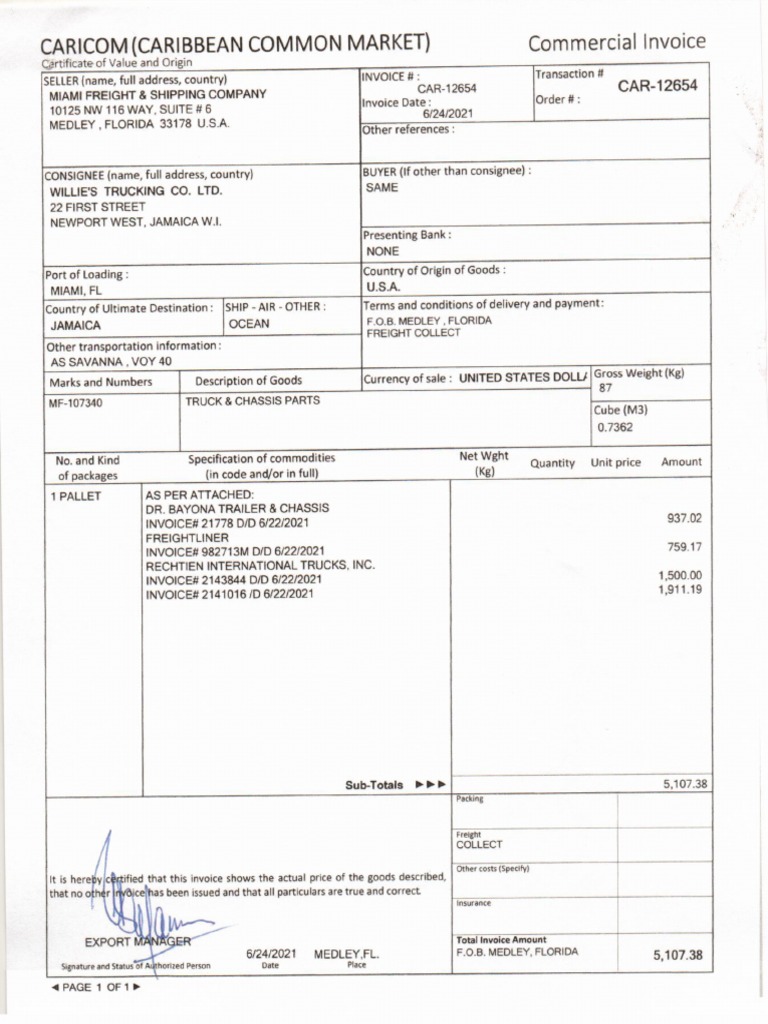 Caricom Invoice | PDF